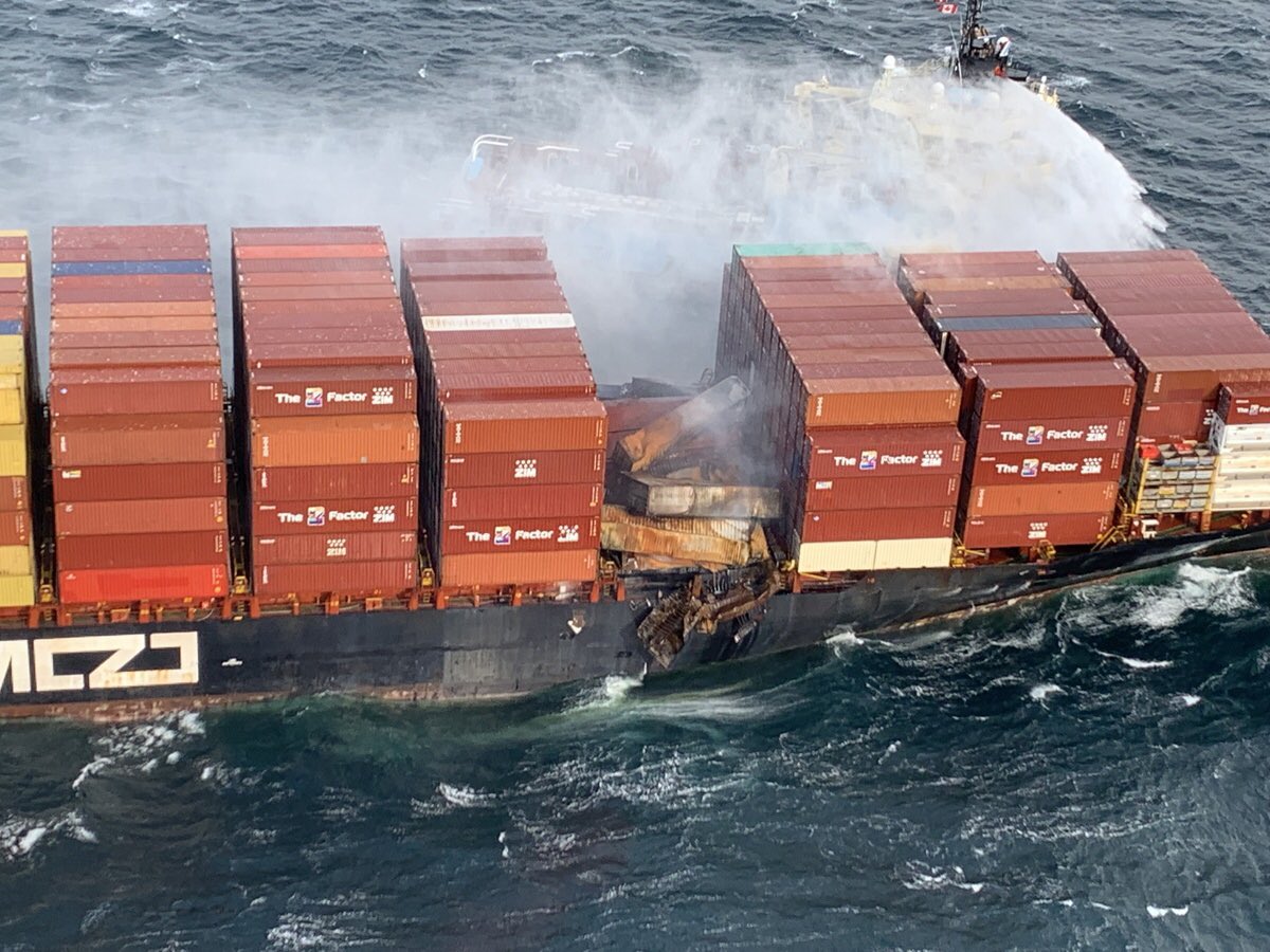Oil Spill, Lost Containers and a Burning Ship