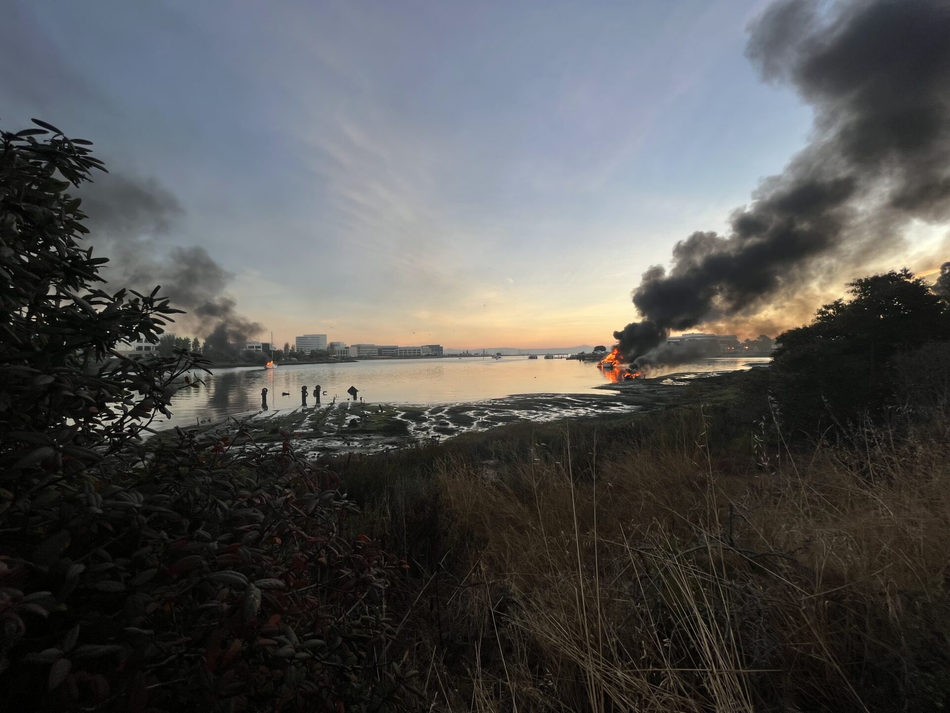 Three Boats Burned at Oyster Cove Marina This Morning