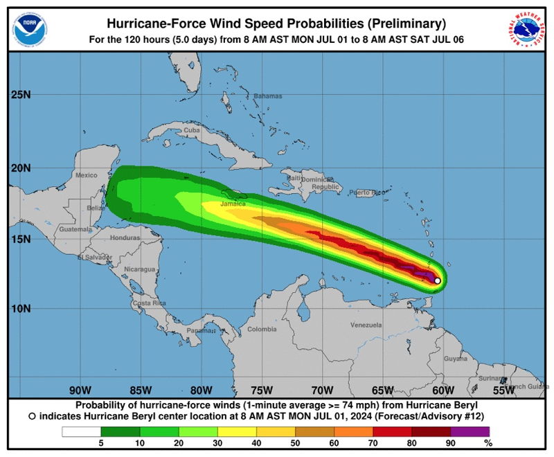 Hurricane Beryl Barrels Through the Caribbean