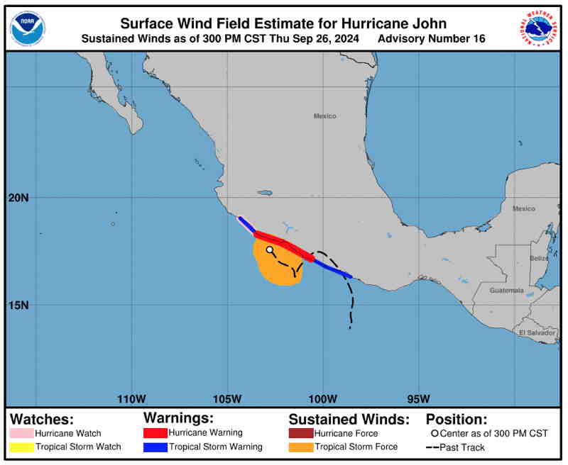 Hurricane John and Helene's Simultaneous Coastal Impact