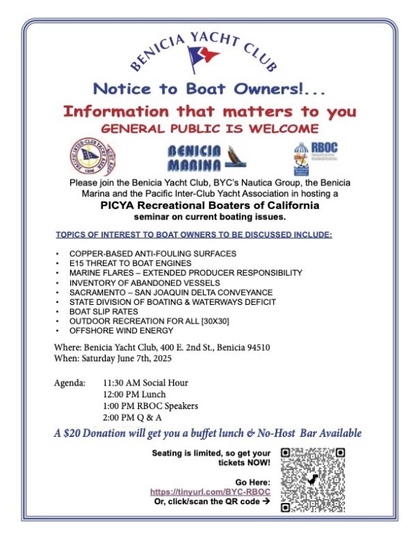 Benicia YC, PICYA & RBOC — Current Boating Issues